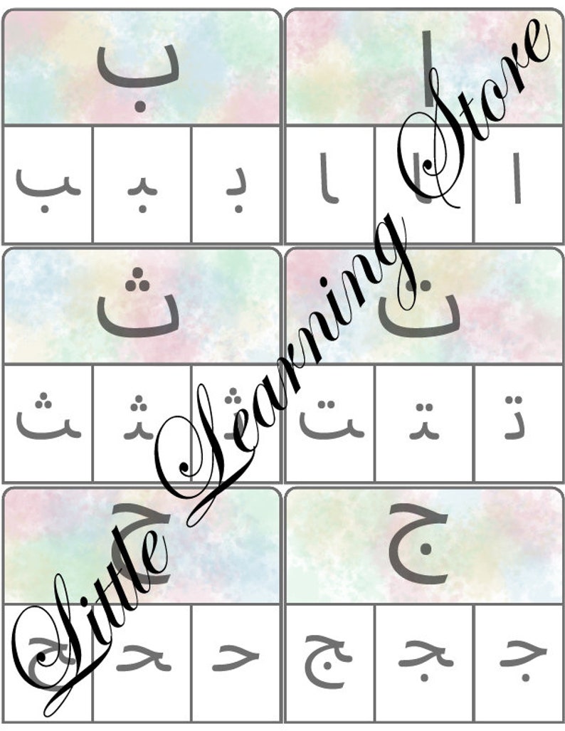 Arabic Letter Forms - Beginning Middle End - Etsy