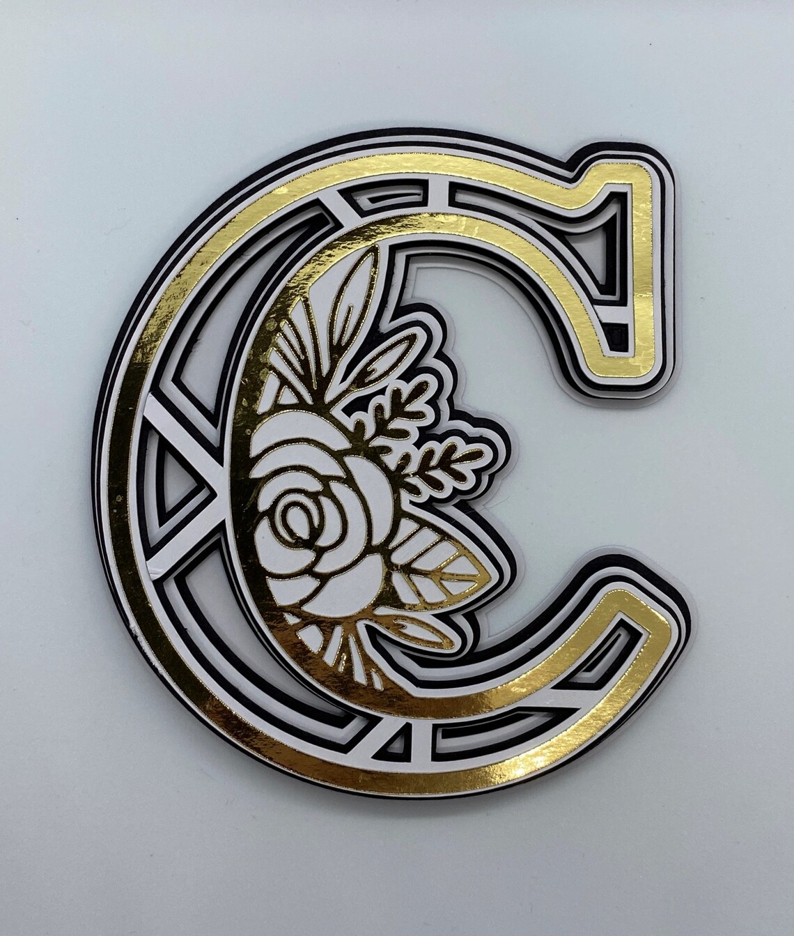 3D Layered Floral Letter C Paper Crafting SVG Files Cricut Wood Laser ...