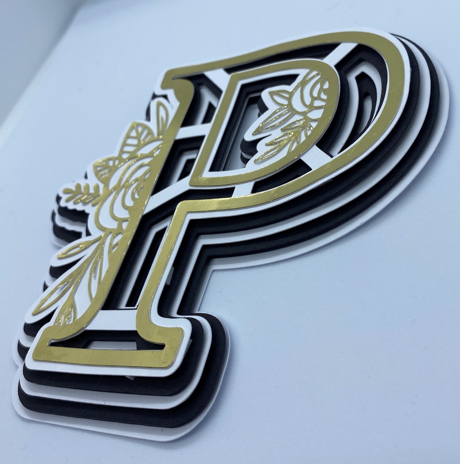 3D Layered Floral Letter P Paper Crafting SVG Files Cricut Wood Laser ...