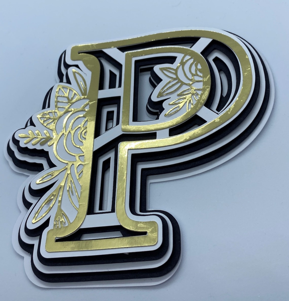 3D Layered Floral Letter P Paper Crafting SVG Files Cricut Wood Laser ...