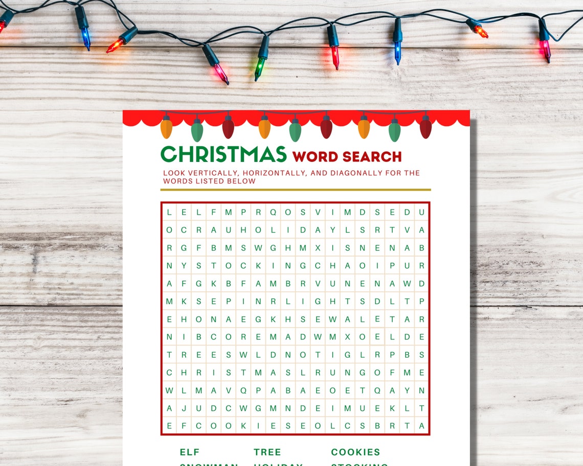 Christmas Word Search Printable, Christmas Party Office Game Instant ...