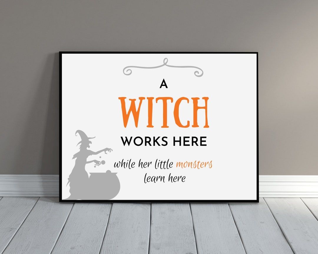 Witch Door Sign Work From Home, Halloween Office Sign, Witch Lives Here ...