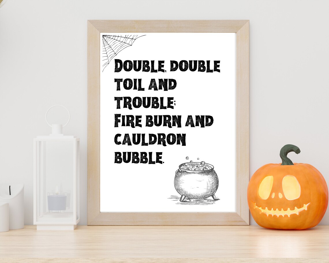 Double Double Toil and Trouble Printable Halloween Wall Art, Halloween ...