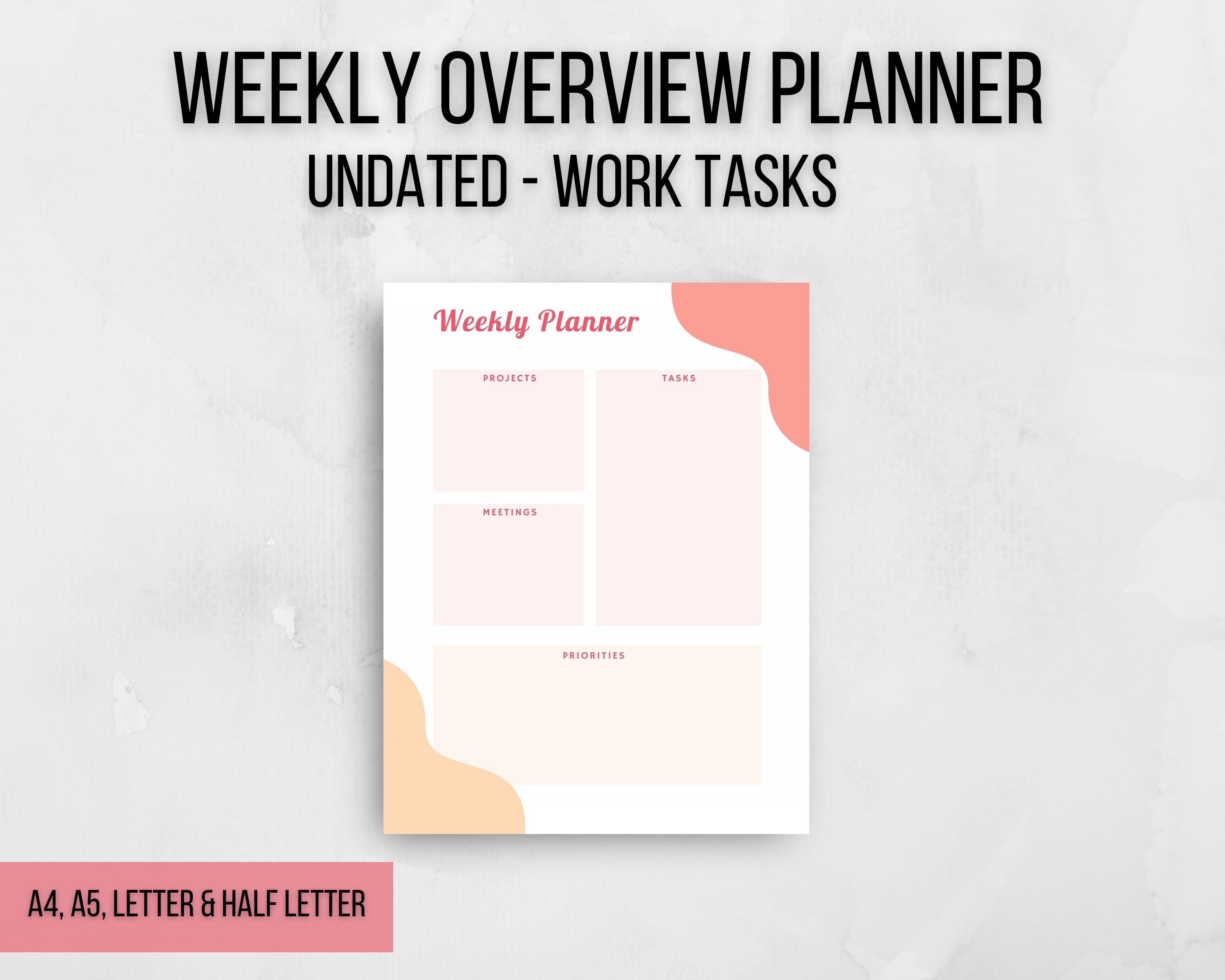 Weekly Planner Printable, Reflection Journal Page Printable, Hourly ...
