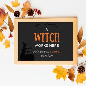 Witch Door Sign Work From Home, Halloween Office Sign, Witch Lives Here ...