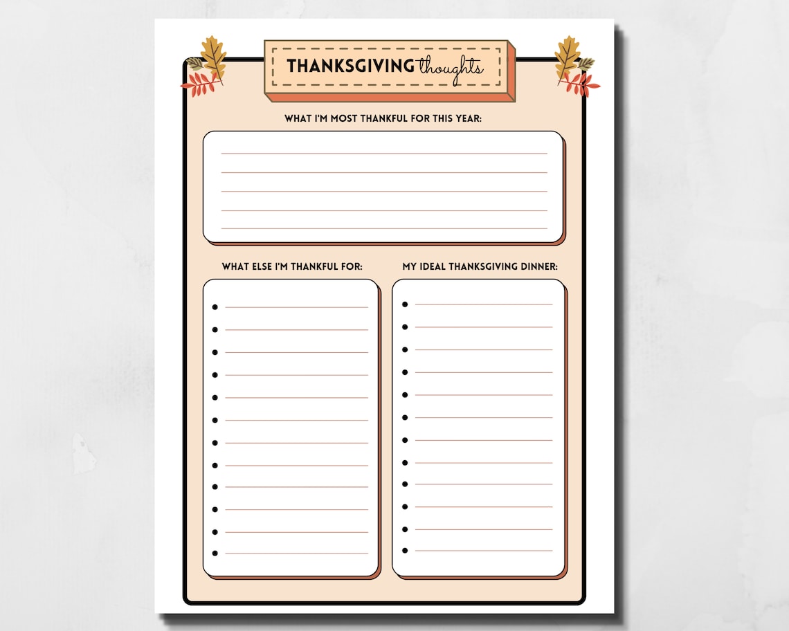 Thanksgiving Thoughts Worksheet, Icebreaker Activity for Thanksgiving ...