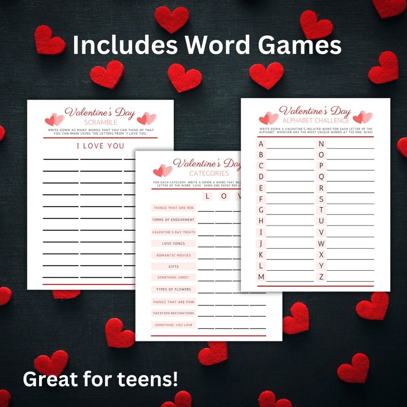 Valentine's Day Printable Game Bundle, 12 Fun Valentine's Day ...