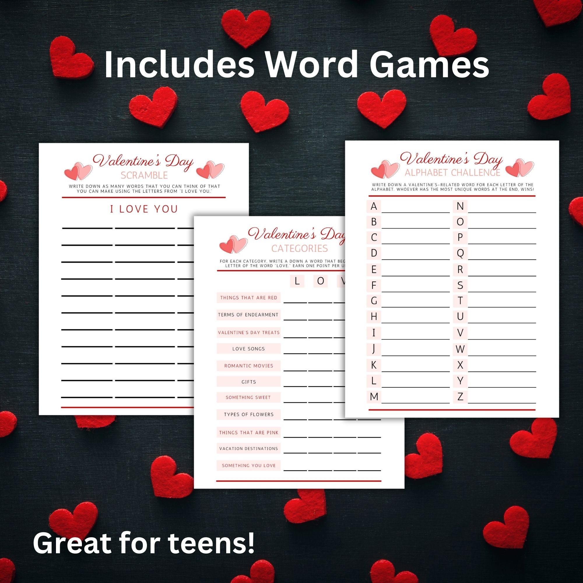 Valentine's Day Printable Game Bundle, 12 Fun Valentine's Day ...