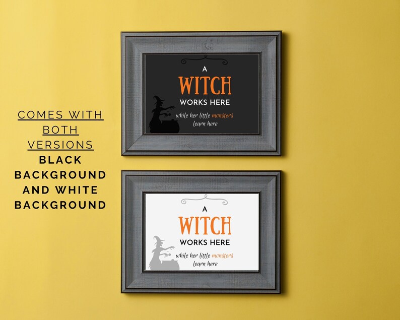 Witch Door Sign Work From Home, Halloween Office Sign, Witch Lives Here ...