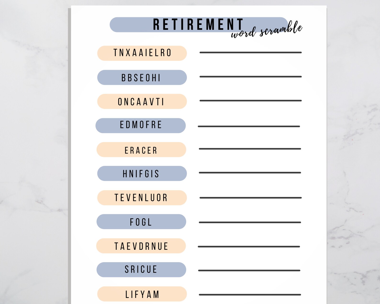 Word Scramble Printable Retirement Game Icebreaker Activity Etsy word-scramble-printable-retirement-game-icebreaker-activity-etsy