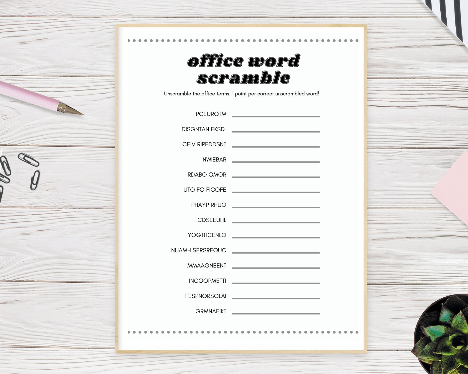 Office Word Scramble Game, Virtual Work Happy Hour Activity, Fun ...