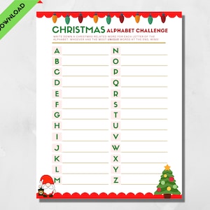 Christmas A-Z Printable Game, Icebreaker for Christmas Party Office ...