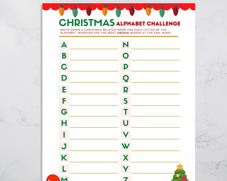 Christmas Alphabet Game: Holiday Party Icebreaker (digital Download) - Etsy