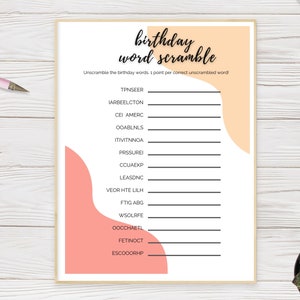 Word Scramble Digital Download, Office Birthday Party Games, Work Party ...