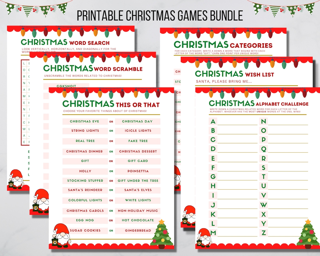 Printable Christmas Games Bundle: Holiday Party Activities (digital ...