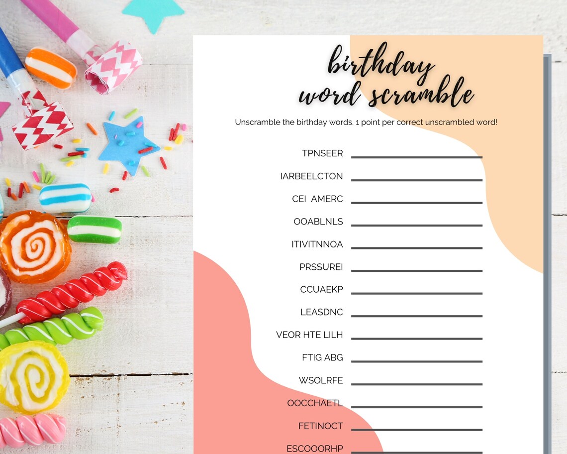Word Scramble Digital Download, Office Birthday Party Games, Work Party ...
