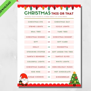 Christmas This or That Printable Game, Icebreaker Activity for ...