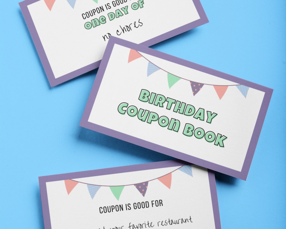 Birthday Coupon Book Printable, Last Minute Birthday Gift, Editable ...
