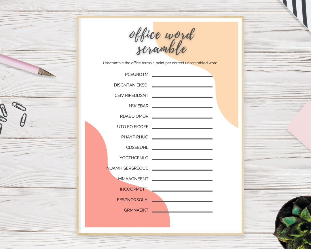 Office Word Scramble Game: Printable Work Party Icebreaker (PDF) - Etsy