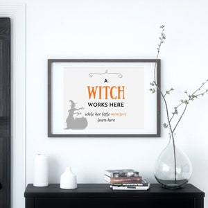 Witch Door Sign Work From Home, Halloween Office Sign, Witch Lives Here ...