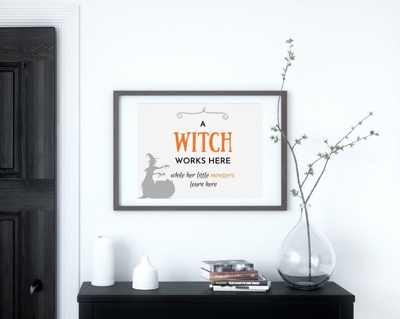 Witch Door Sign Work From Home, Halloween Office Sign, Witch Lives Here ...