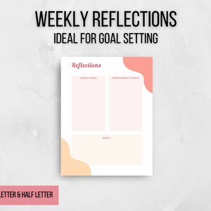 Weekly Planner Printable, Reflection Journal Page Printable, Hourly ...