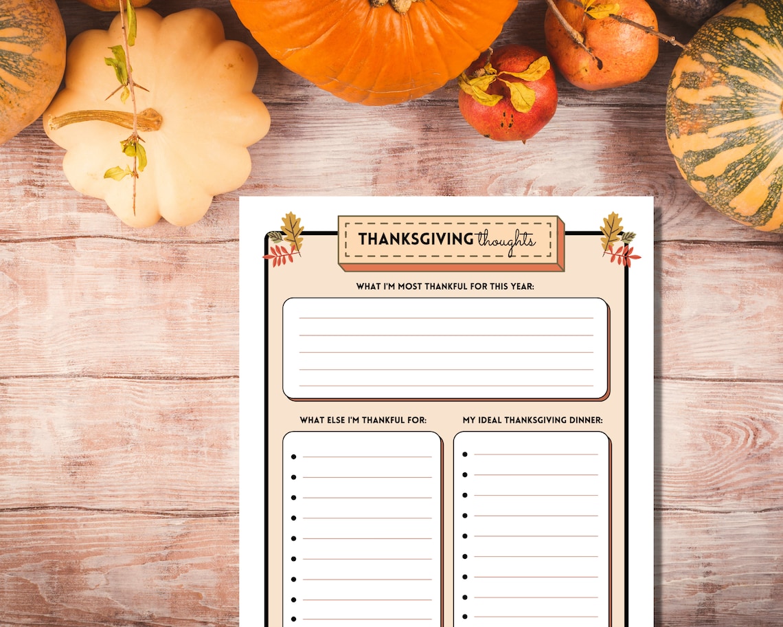 Thanksgiving Thoughts Worksheet, Icebreaker Activity for Thanksgiving ...