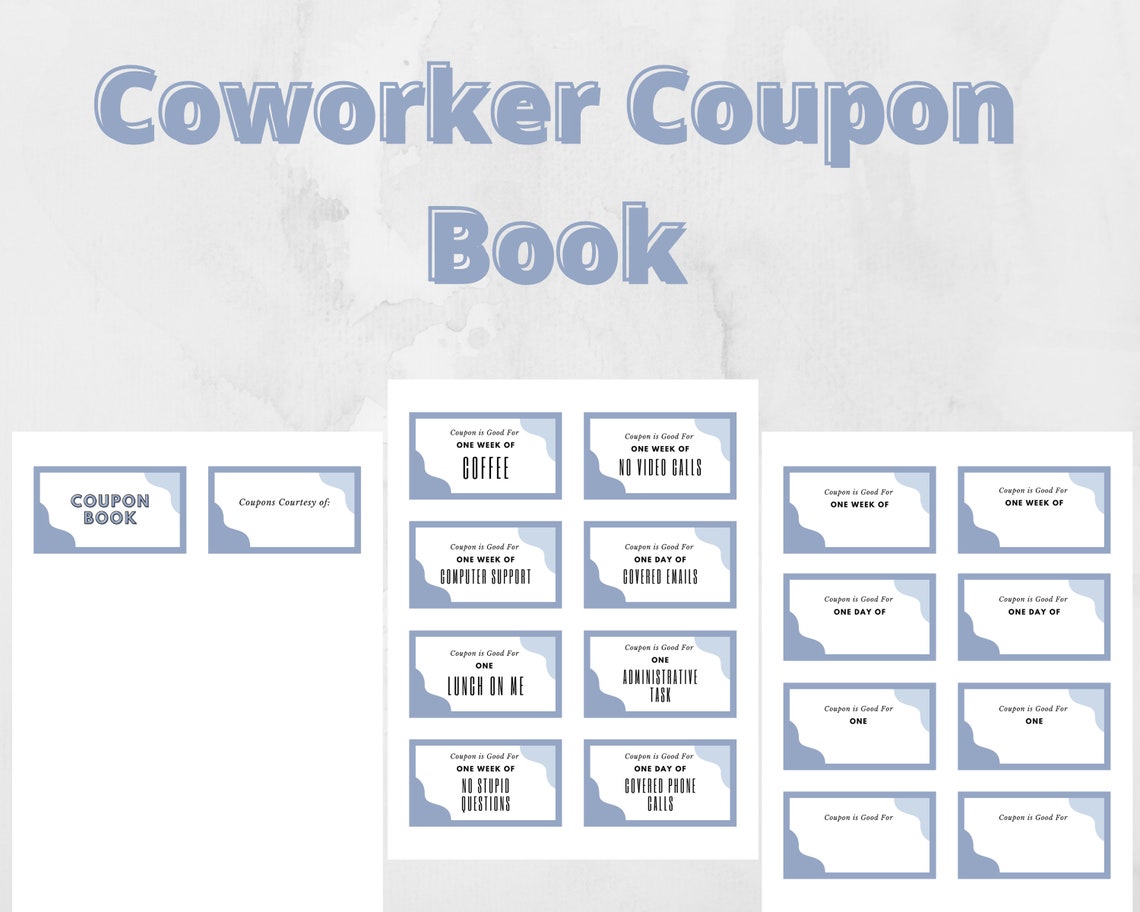 Printable Coworker Coupon Book: Employee Appreciation Gift (digital ...