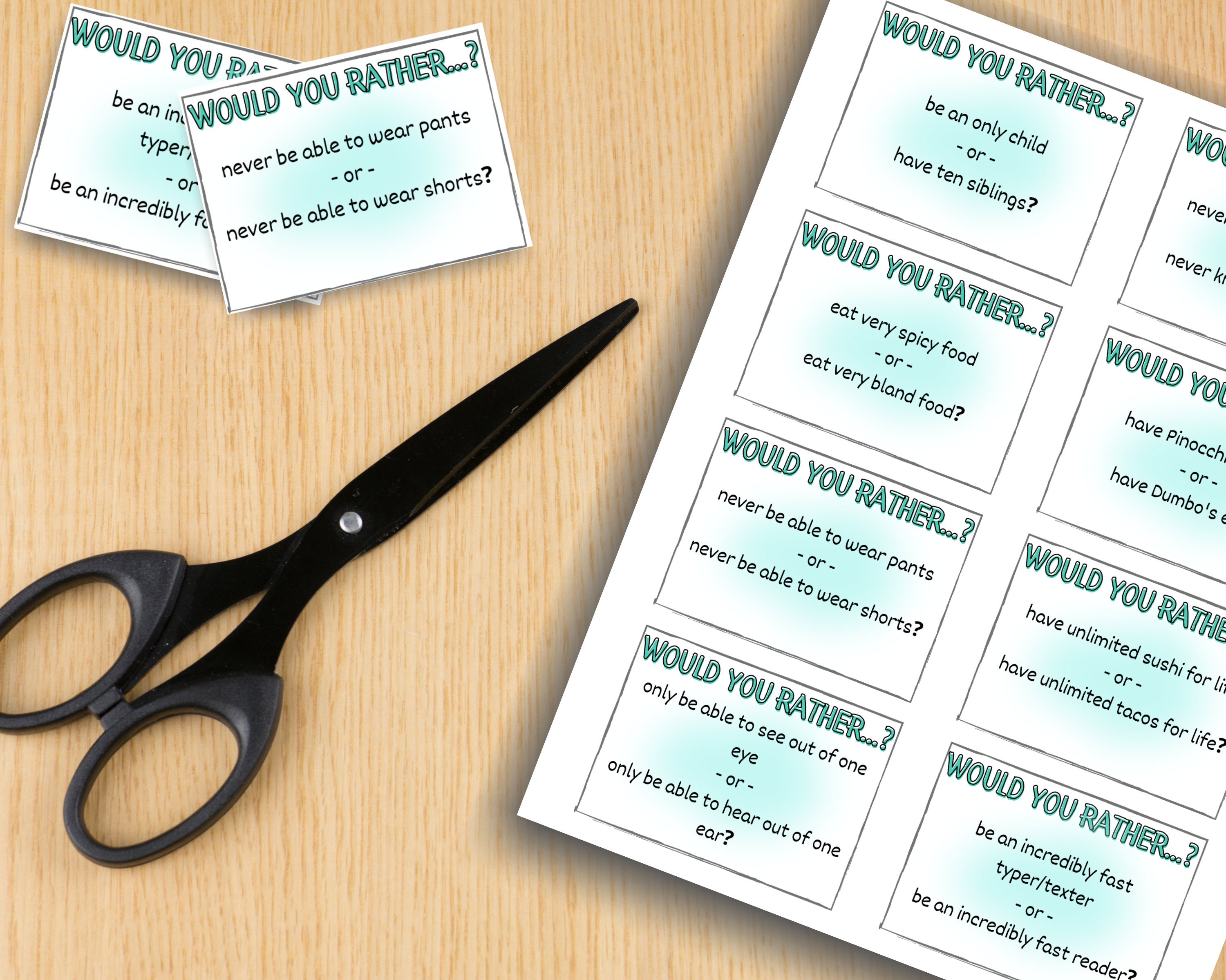 Would You Rather Cards: 64 Printable Icebreaker Questions (digital ...