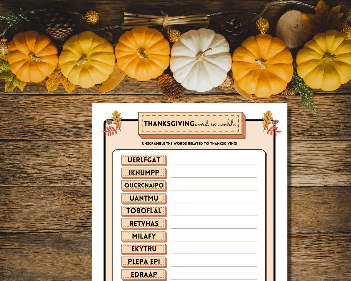 Thanksgiving Word Scramble Printable Game Icebreaker Activity - Etsy Canada