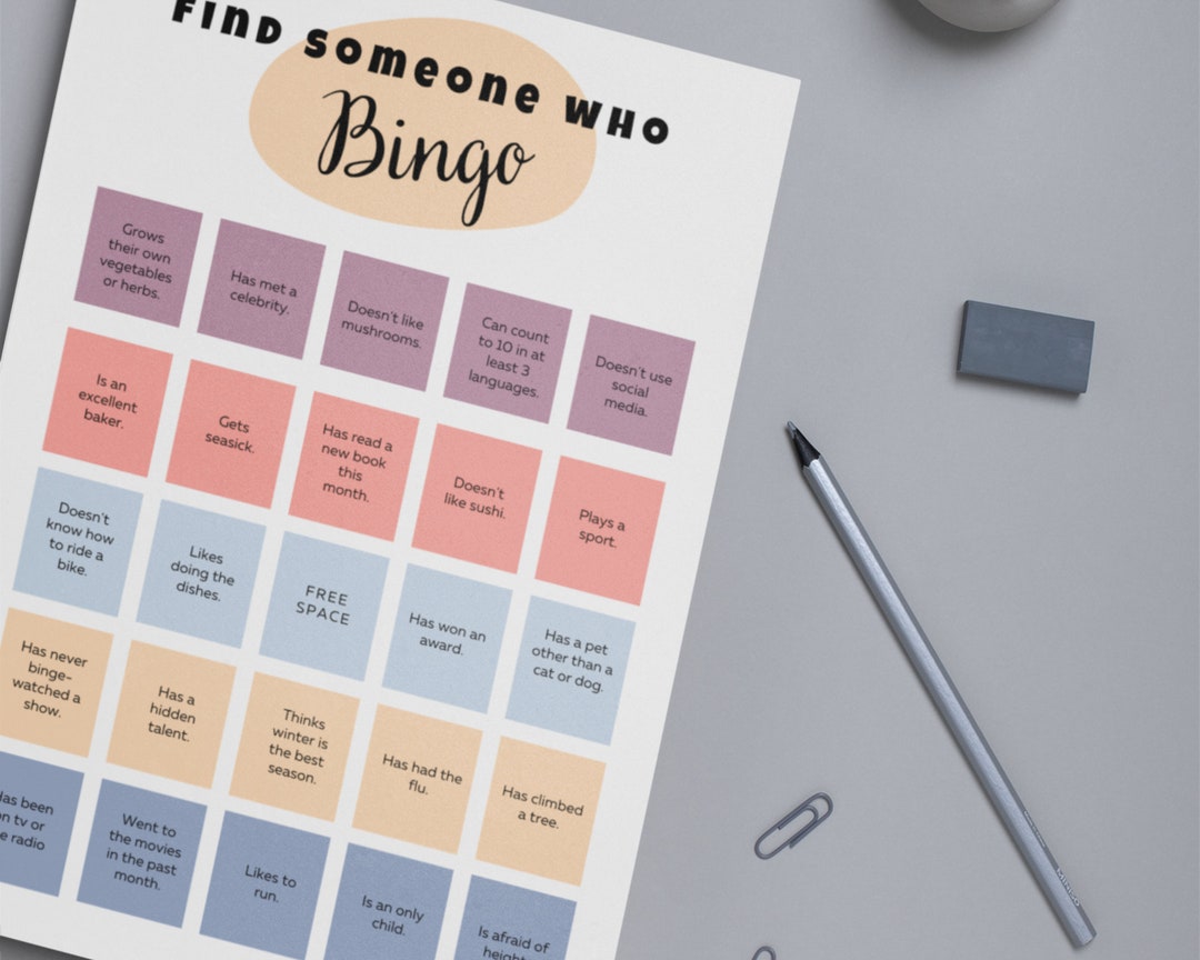 Find Someone Who Bingo, Find the Guest Icebreaker Instant Download Work ...