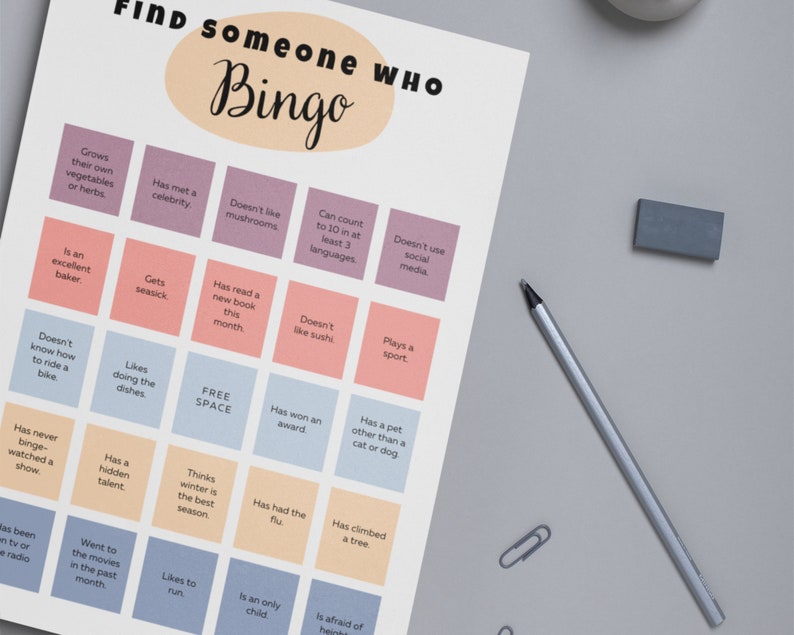 Find Someone Who Bingo, Find the Guest Icebreaker Instant Download Work ...