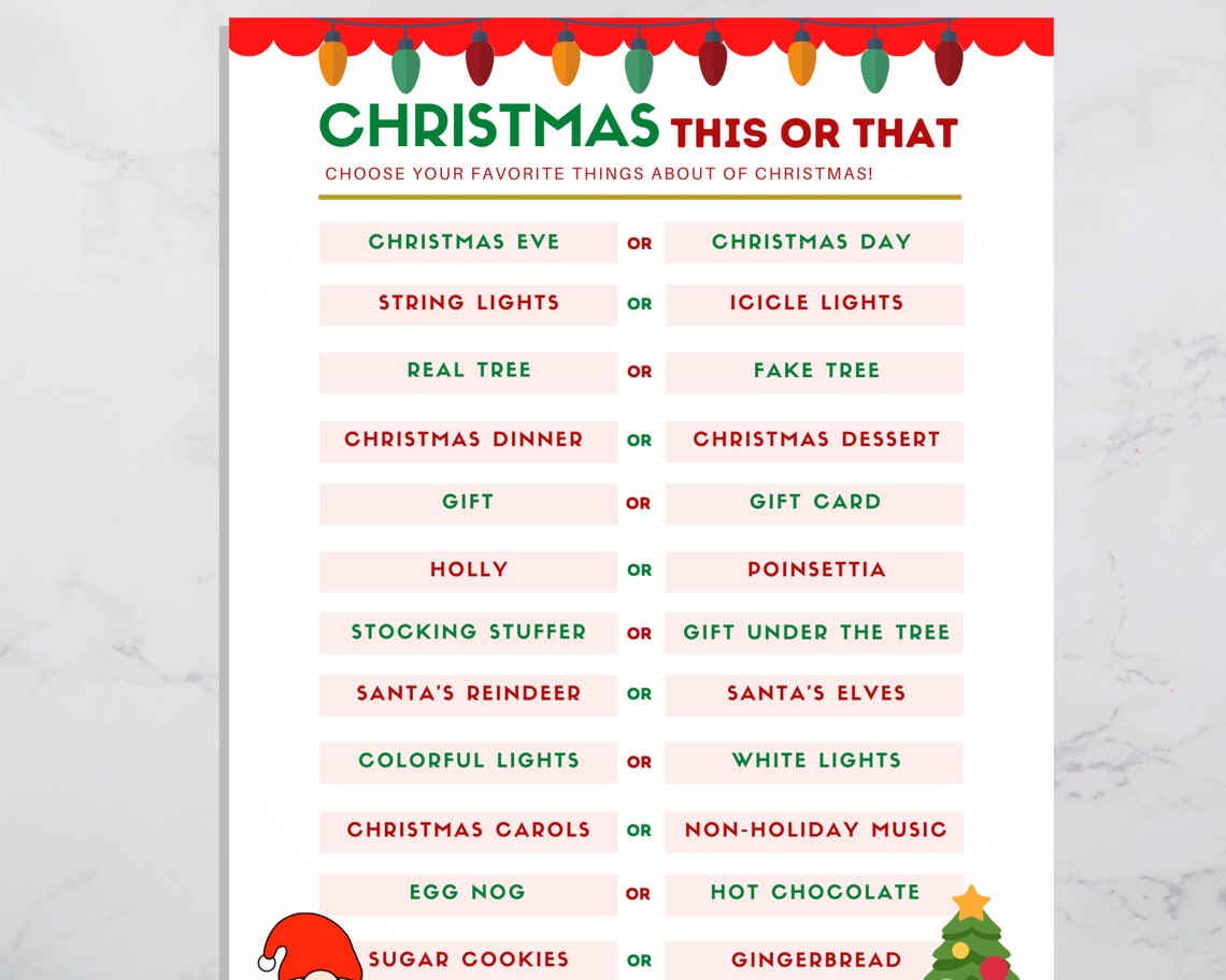 Christmas This or That Printable Game, Icebreaker Activity for ...