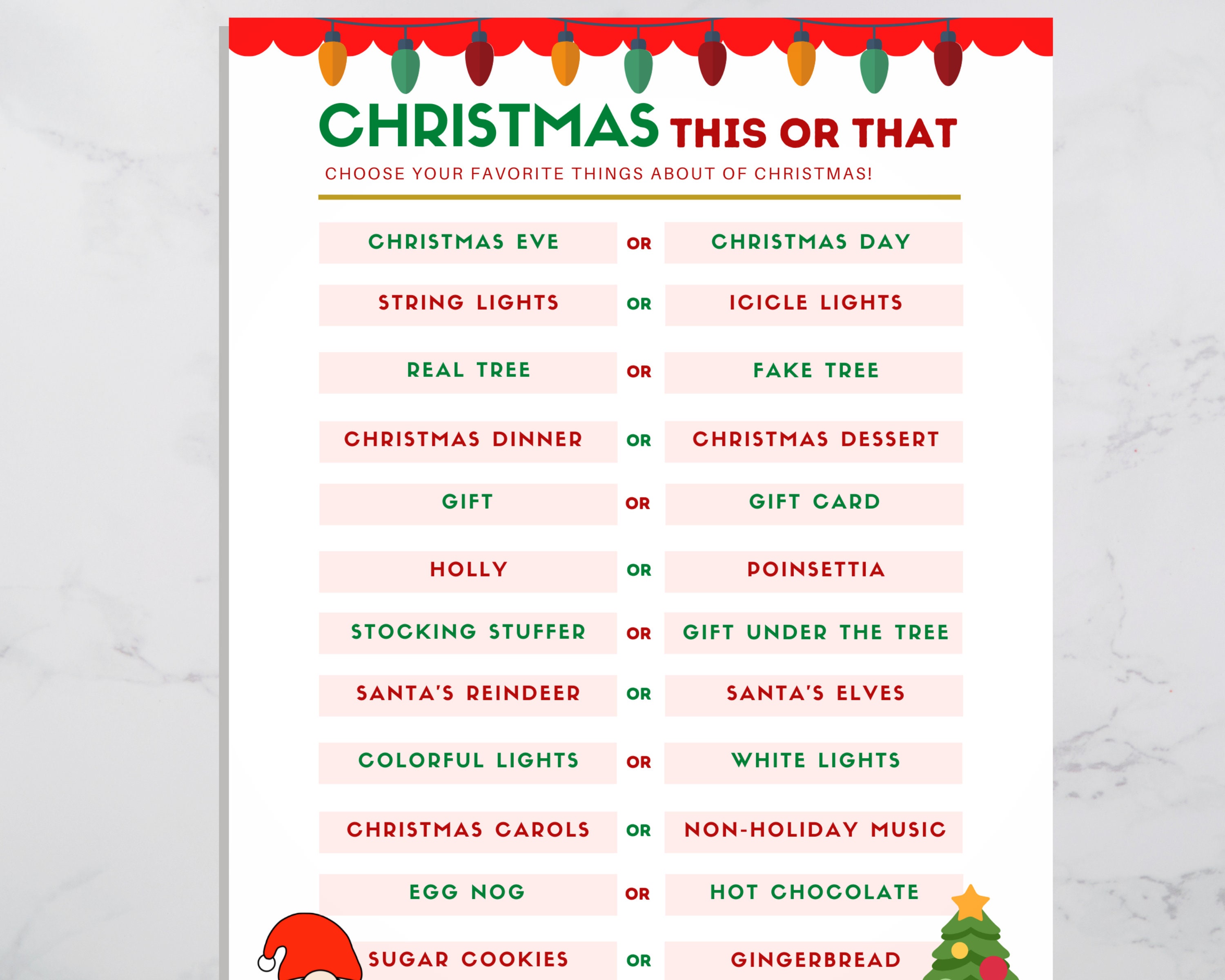Christmas This or That Printable Game, Icebreaker Activity for ...