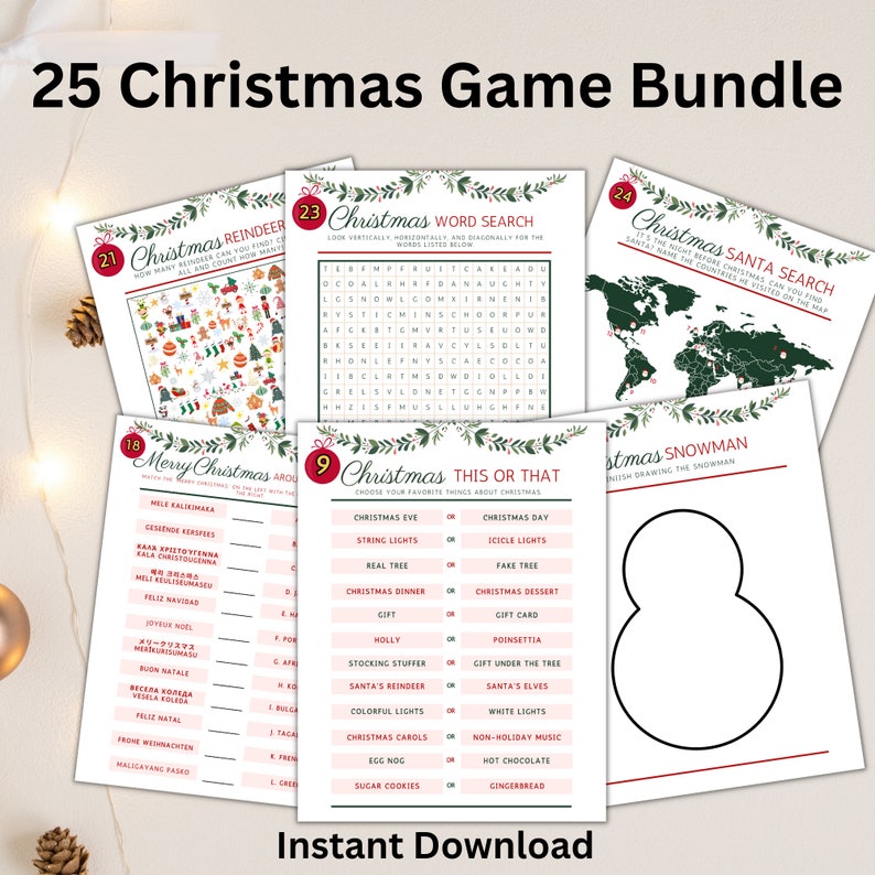Advent Calendar Activity Bundle, Printable Christmas Games Instant ...