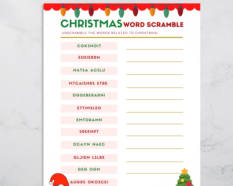 Christmas Word Scramble Printable Game, Icebreaker for Christmas Party ...