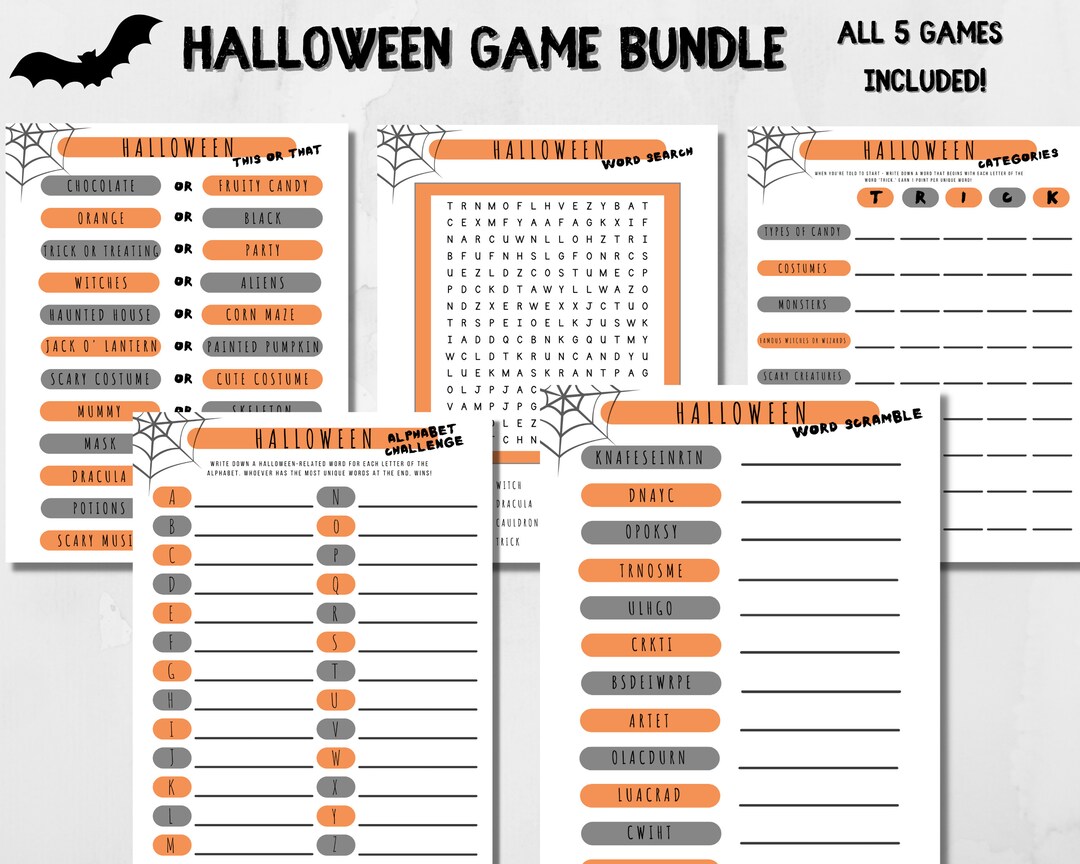 Halloween Printable Game Bundle, Fun Halloween Icebreaker Games ...
