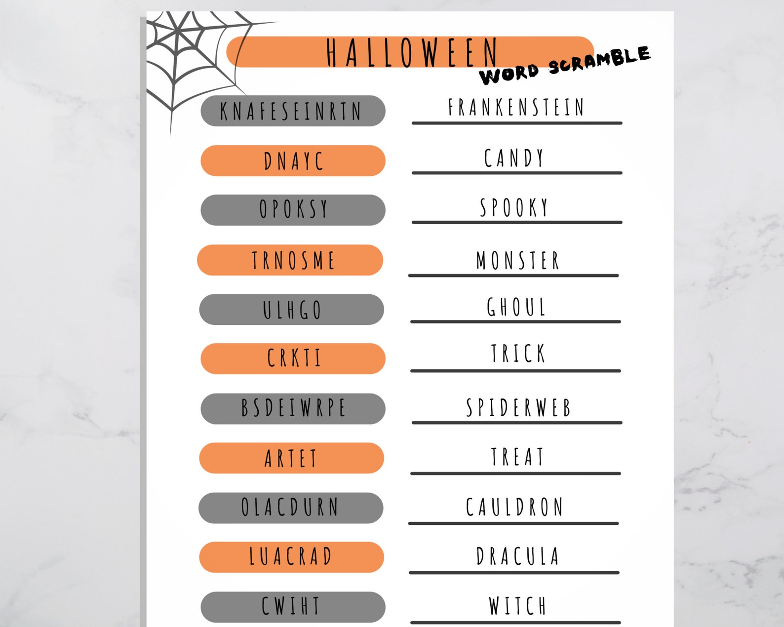 Halloween Word Scramble Printable Game, Icebreaker Activity for ...