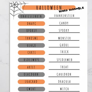Halloween Word Scramble Printable Game, Icebreaker Activity for ...