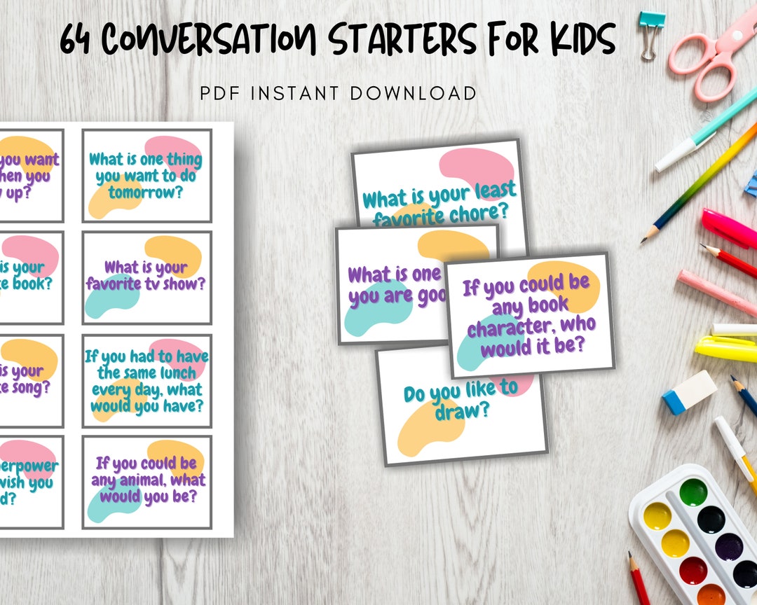 Kids Conversation Starter Cards: 64 Printable Icebreakers (digital ...