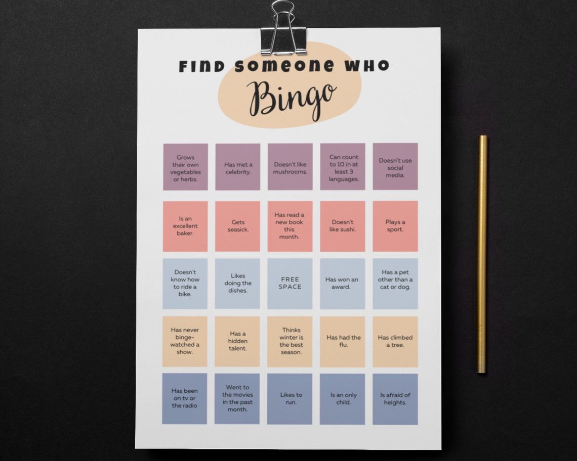 Find Someone Who Bingo, Find the Guest Icebreaker Instant Download Work ...
