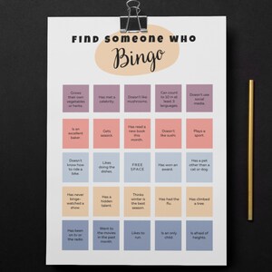 Find Someone Who Bingo, Find the Guest Icebreaker Instant Download Work ...