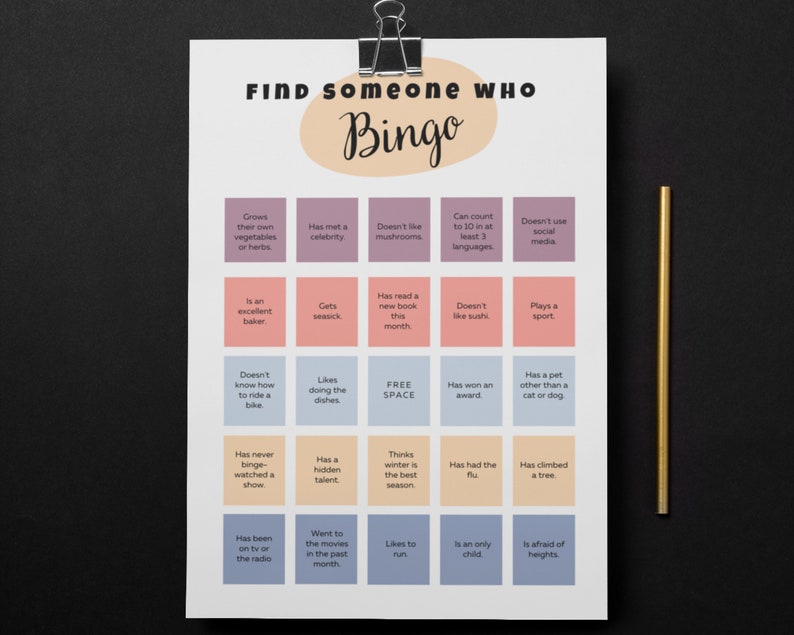 Find Someone Who Bingo, Find the Guest Icebreaker Instant Download Work ...