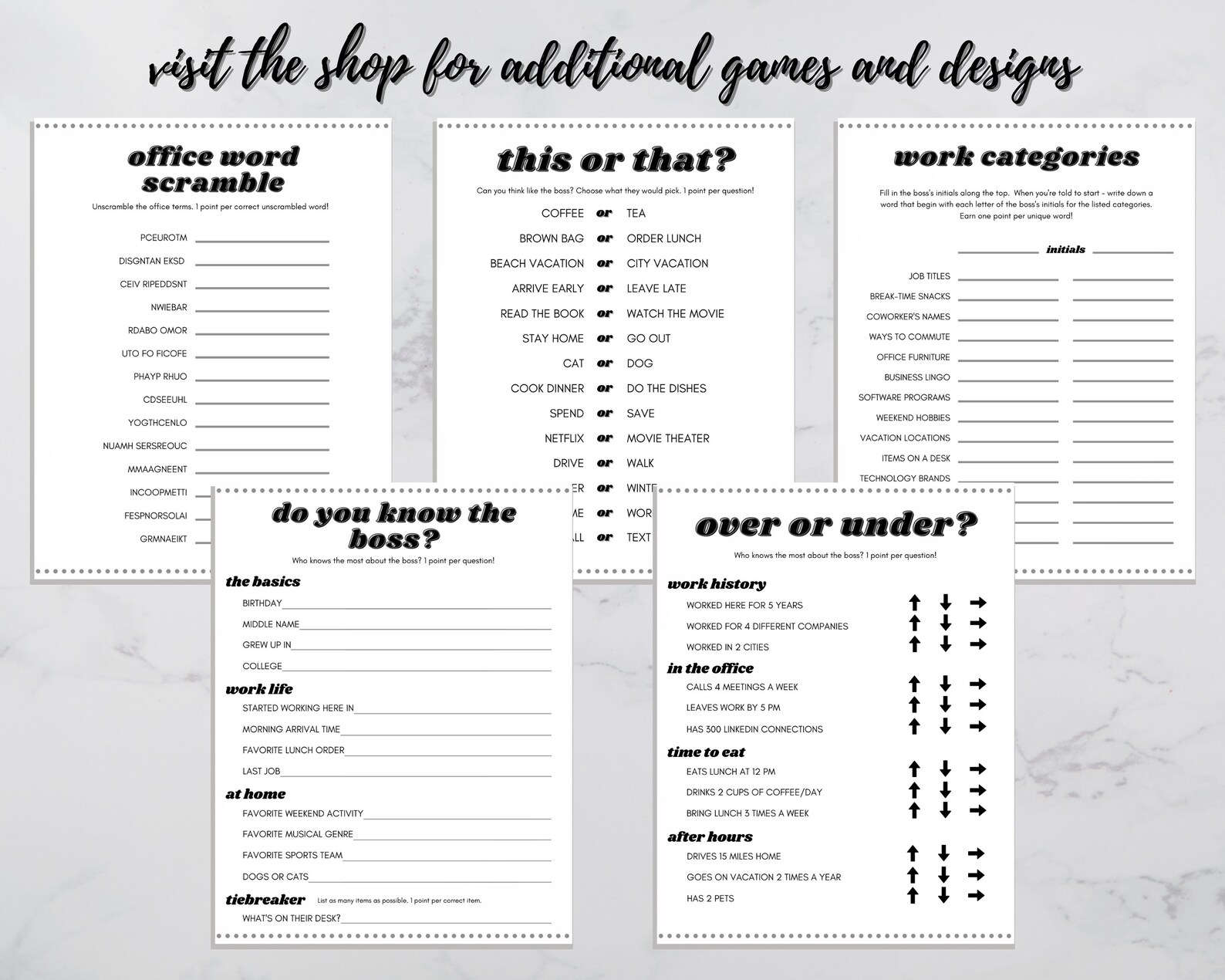 Work Word Categories Game, Work Happy Hour Activity, Fun Printable ...