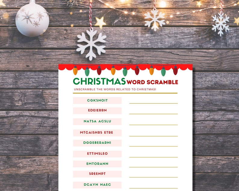 Christmas Word Scramble Printable Game, Icebreaker for Christmas Party ...