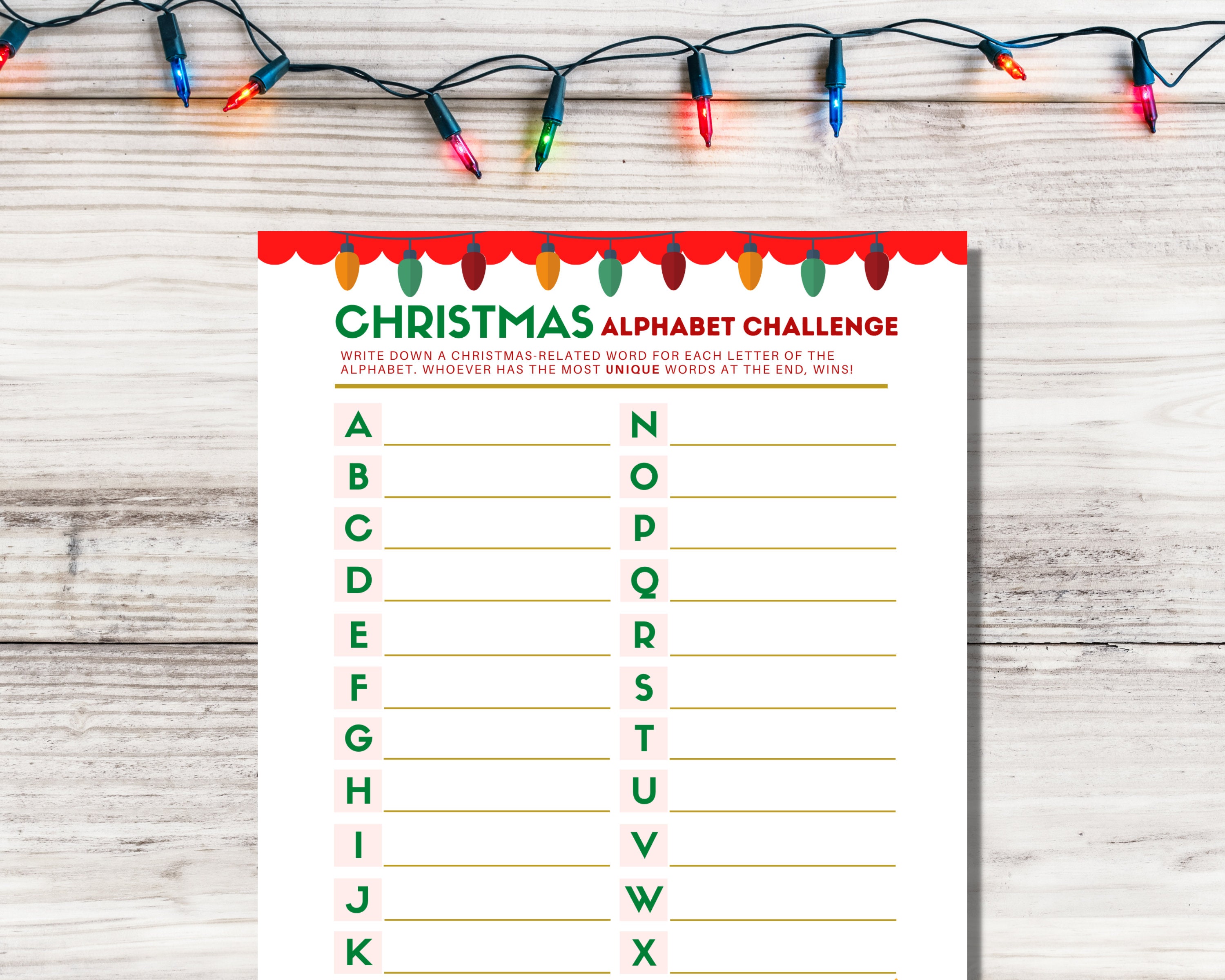 Christmas A-Z Printable Game, Icebreaker for Christmas Party Office ...