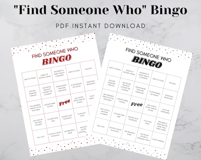 Find Someone Who Ice Breaker Bingo, Find the Guest Game Workplace ...