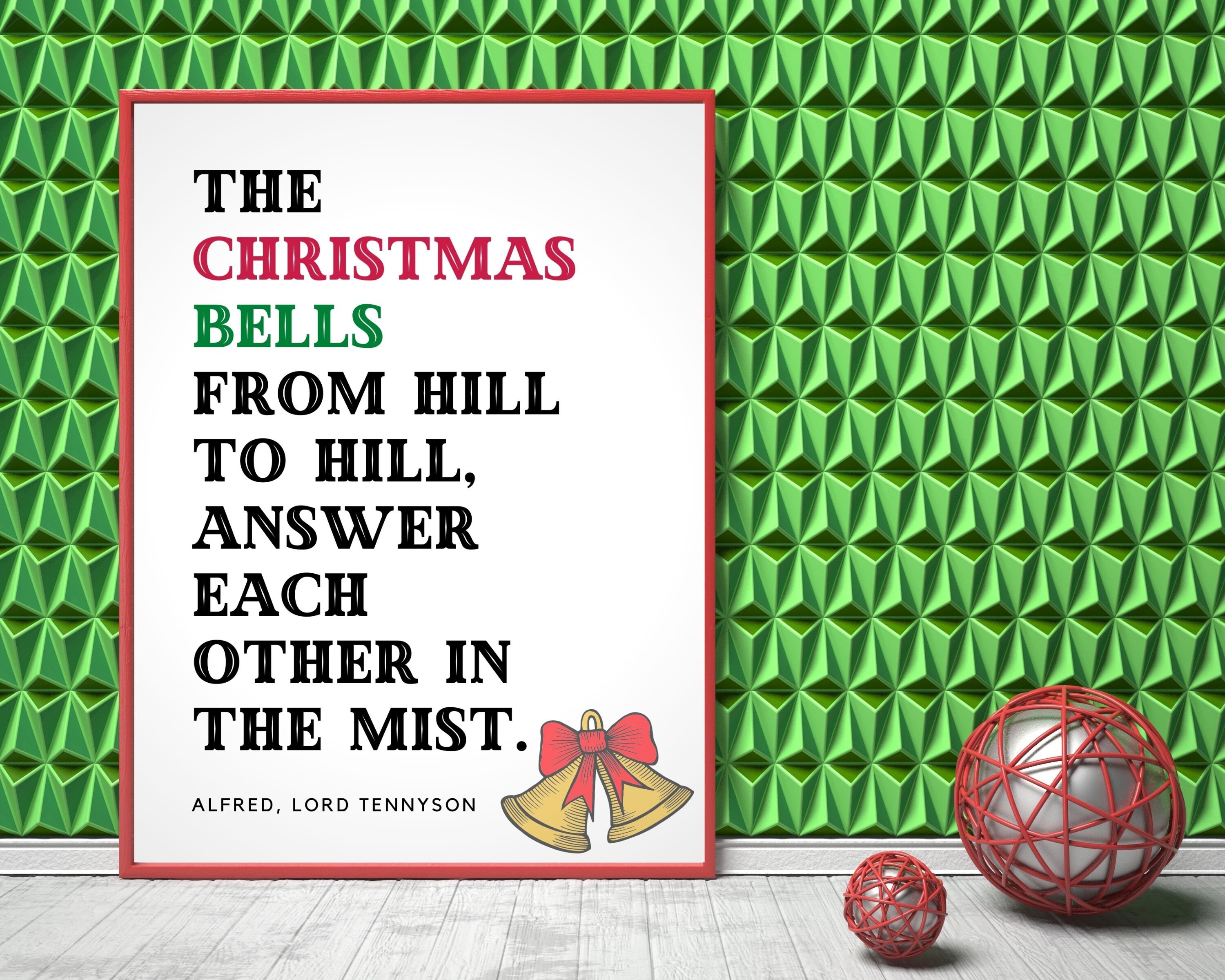 Christmas Bells Sign, Holiday Printable Wall Decor, Christmas Quote Art ...