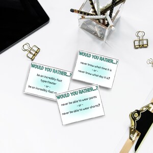 Would You Rather Cards: 64 Printable Icebreaker Questions (digital ...