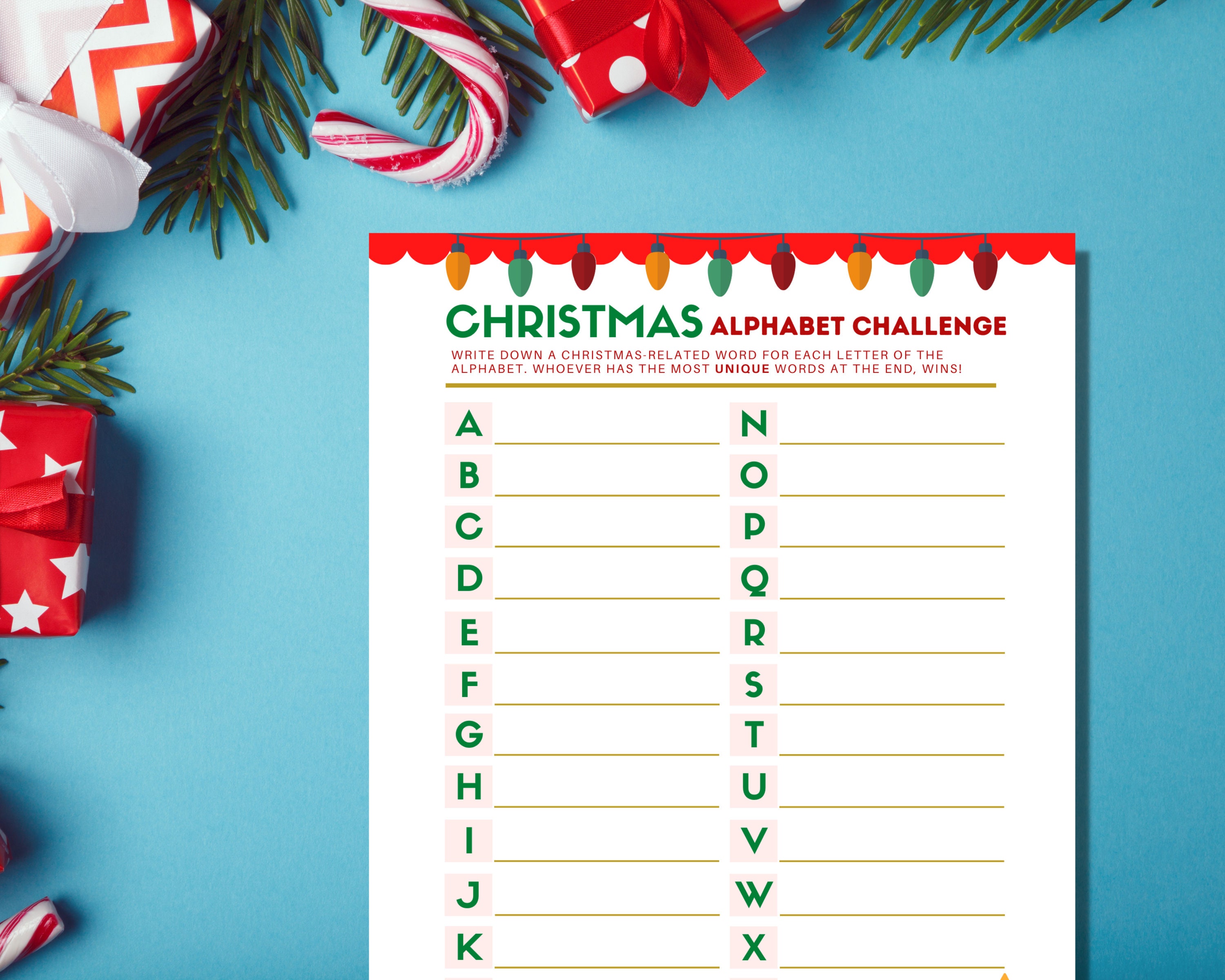 Christmas A-Z Printable Game, Icebreaker for Christmas Party Office ...